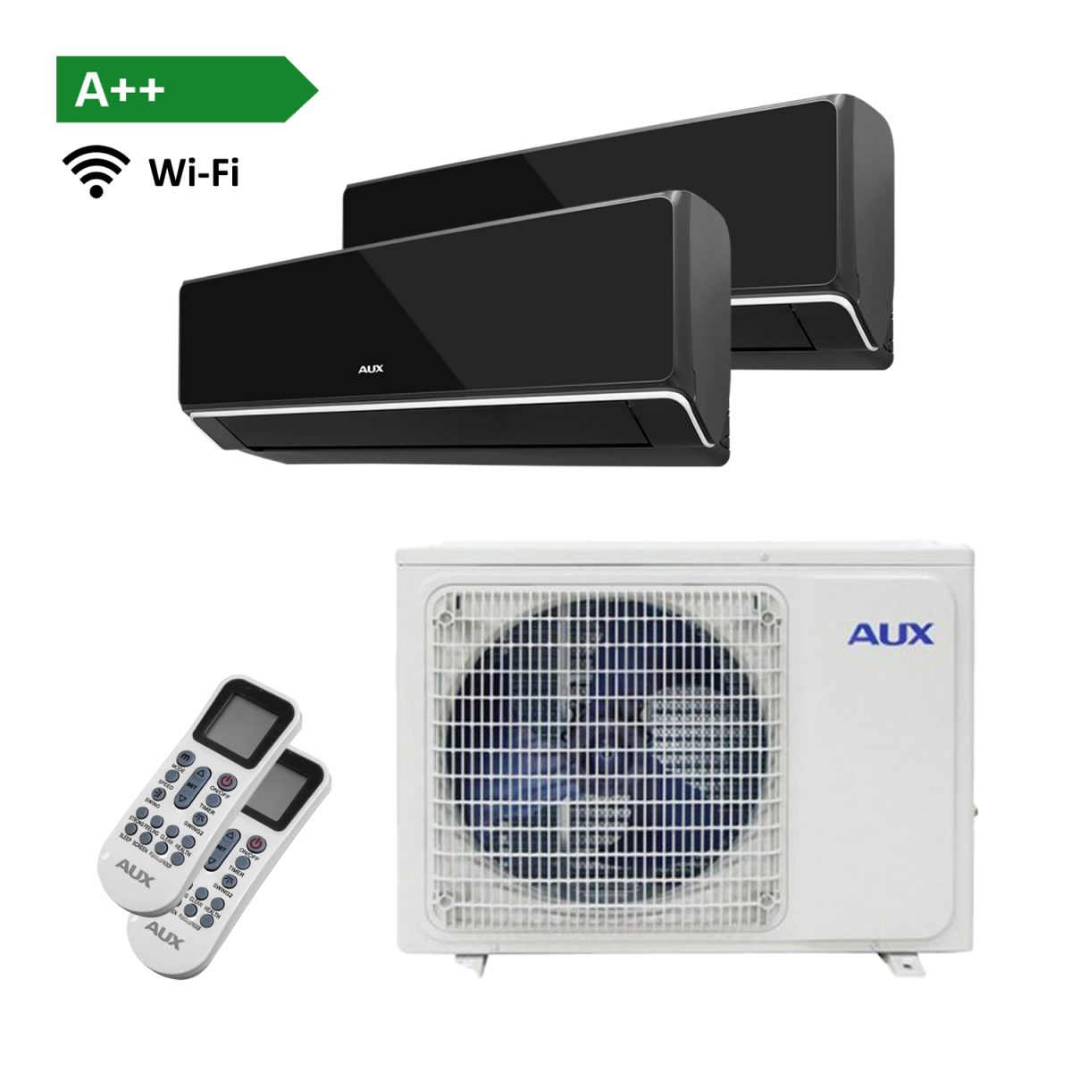 AUX Multi-split unit airco 5.0kW met 2 x 3,5kW binnenunits Zwart